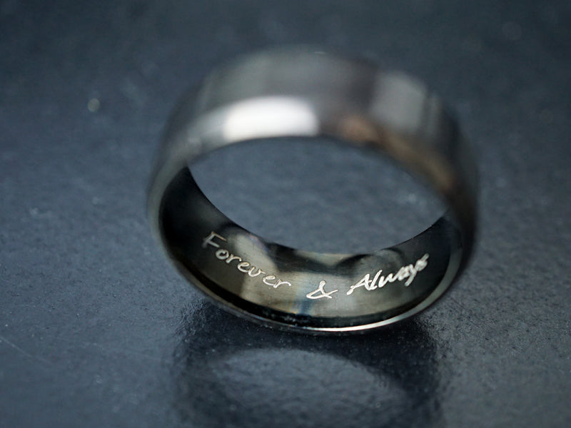 Forever and Always Ring for Men, Promise Ring, Black Tungsten Band, IP